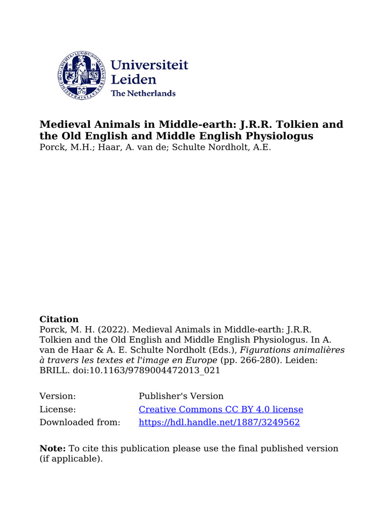 1887 - 3249562-Medieval Animals in Middle Earth | PDF | J. R. R ...