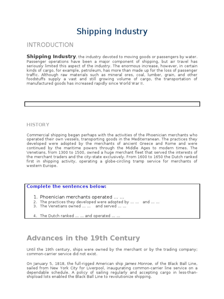 Introduction To Shipping Industry 1 | PDF | Oil Tanker | Containerization