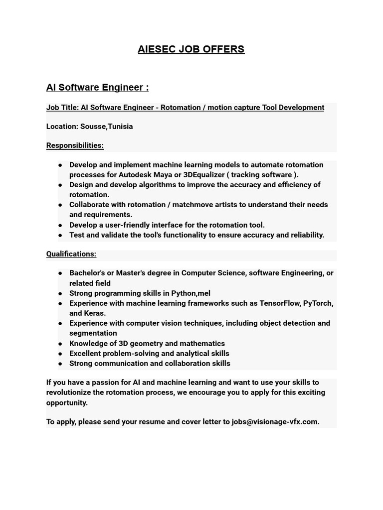 AIESEC Job Offers in Sousse, Tunisia | PDF | Machine Learning | 3 D ...