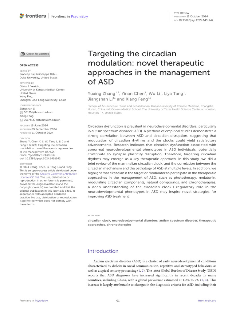 Targeting The Circadian Modulation Novel Therapeut | PDF | Clock | Long Term Potentiation