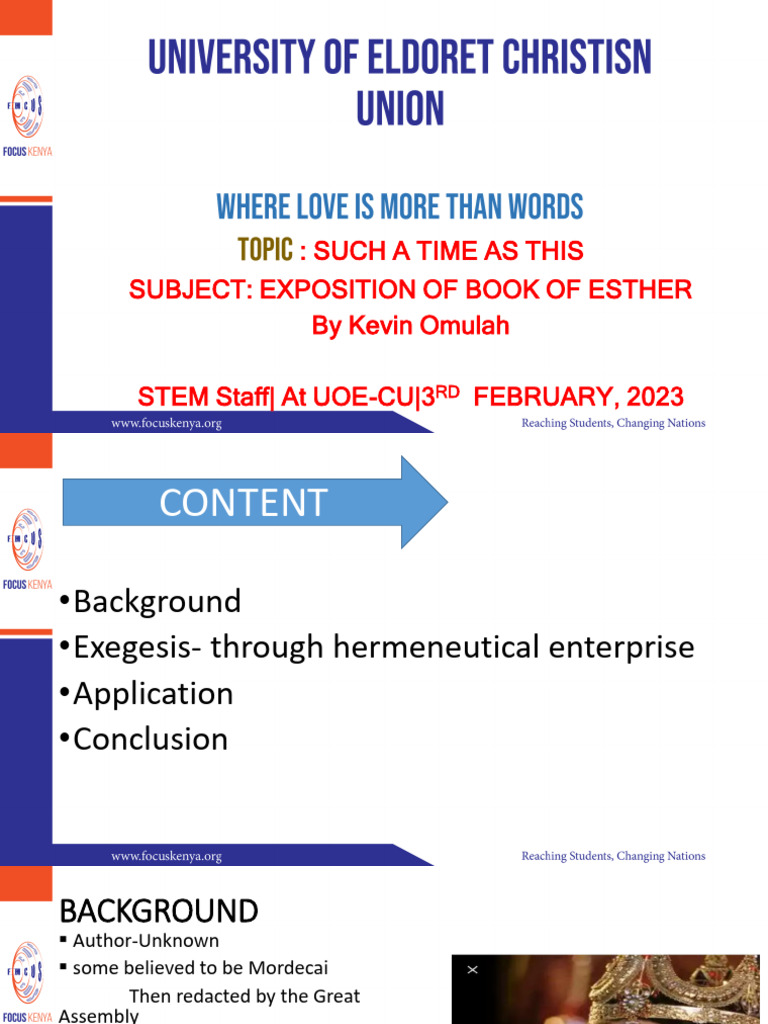 EXPOSITION OF ESTHER | PDF | Esther | Old Testament Books