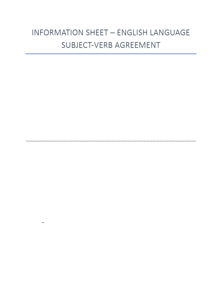 Information Sheet - Subject Verb Agreement | PDF | Grammatical Number ...