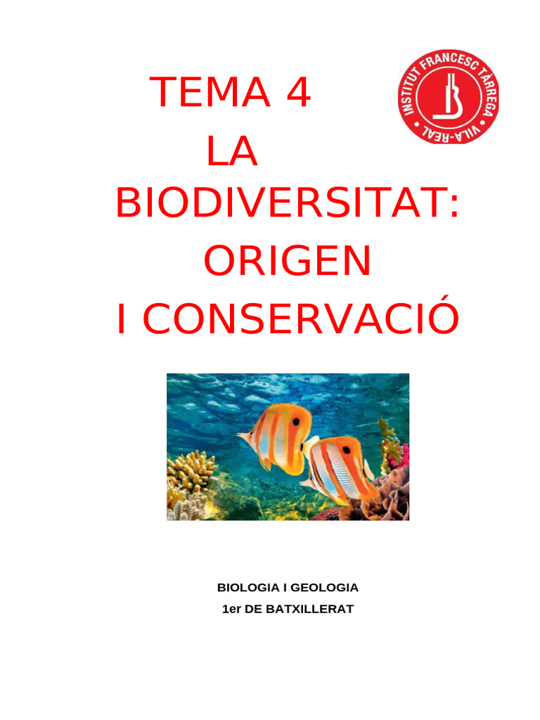 Tema 4 - La Biodiversitsat. Orige I Conservaciã | PDF
