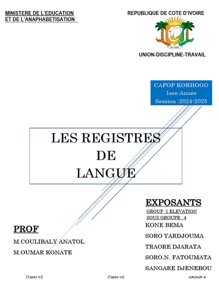 Les Registres de Langue en Détails | PDF | Phrase | Lexique