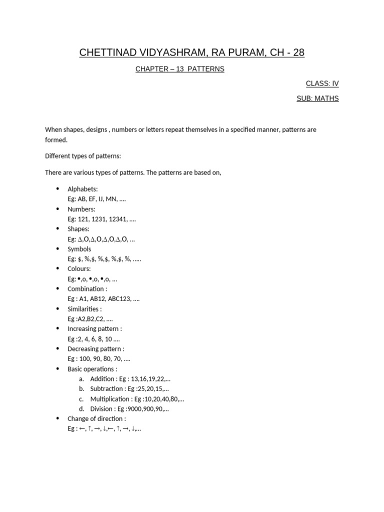 Chettinad Vidyashram Patterns | PDF