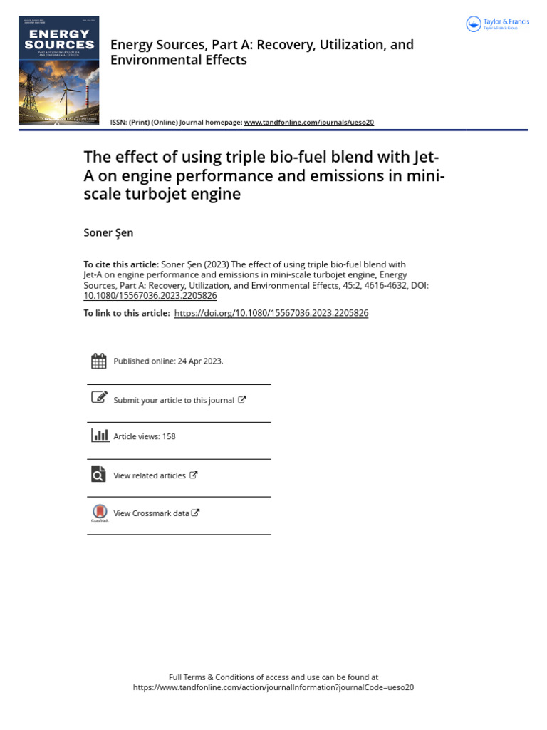 Biofuel Blends Impact on Turbojet Emissions | PDF | Jet Fuel | Biodiesel