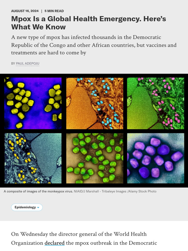 The WHO Declared Mpox A Global Health Emergency | PDF | Pandemic ...