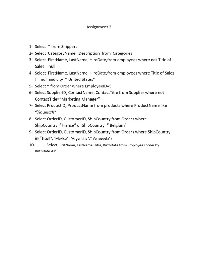 Assignment 2 SQL | PDF