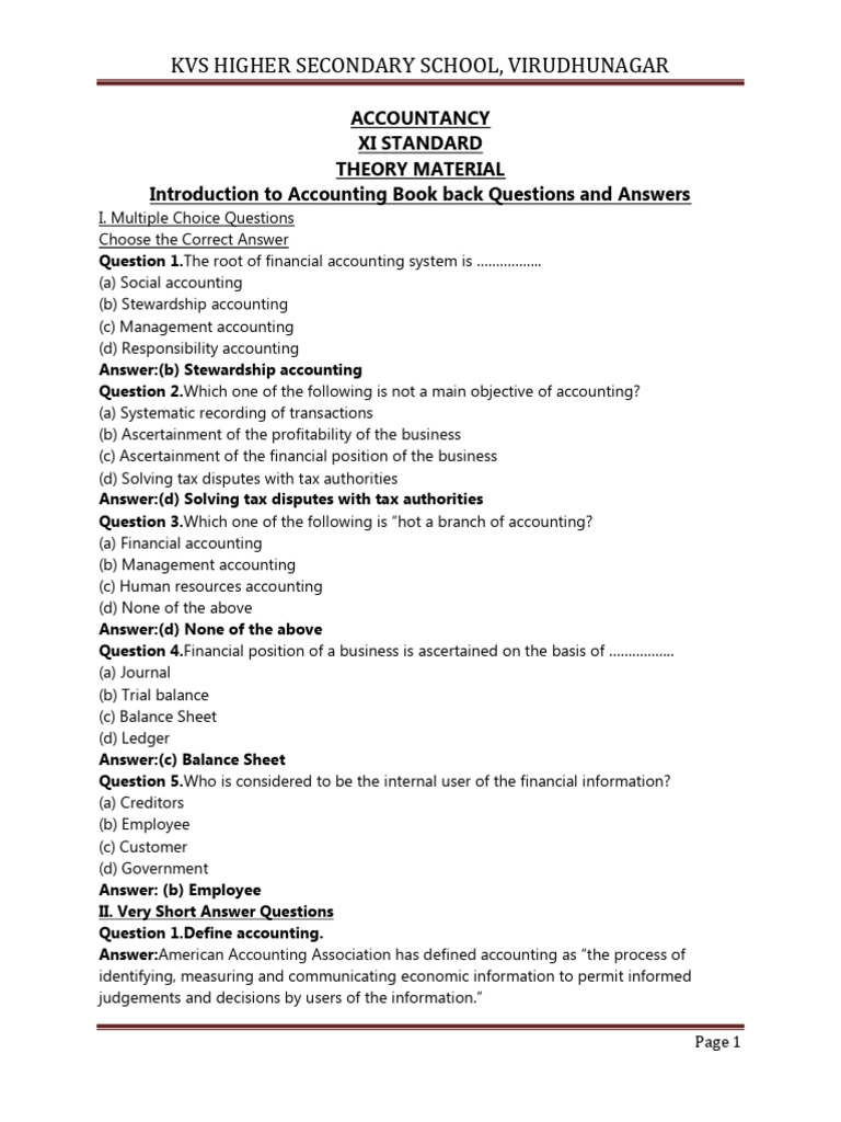 11th Accountancy Study Material EM | PDF | Debits And Credits | Accounting