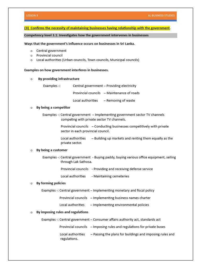 Lesson 3 Al Business Studies | PDF | Taxes | Fiscal Policy