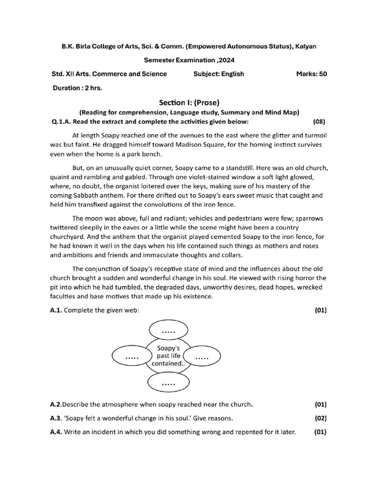 Xii English Practice Paper 2024 | PDF