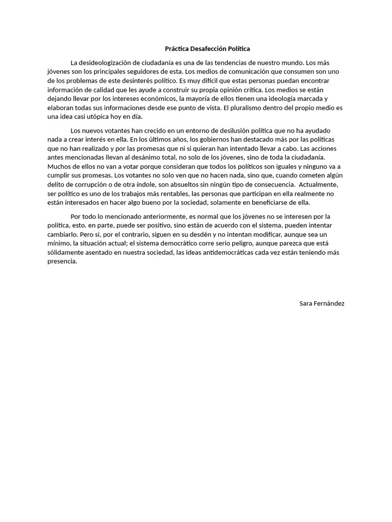 Práctica Desafección Política Sara F | PDF