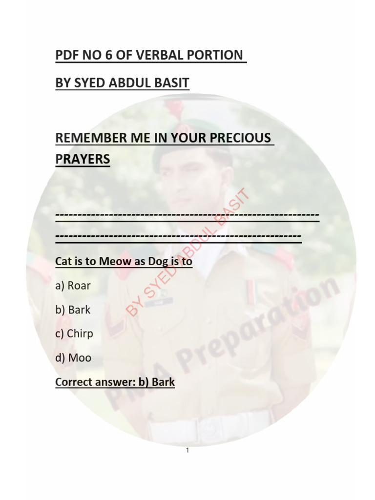 PDF 6 Verbal Portion by Syed Abdul Basit | PDF | Honey