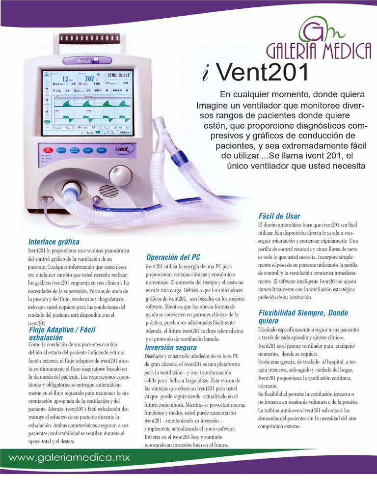 Ventilador para Cuidados Intensivos Portatil Ivent201 Versamed | PDF ...