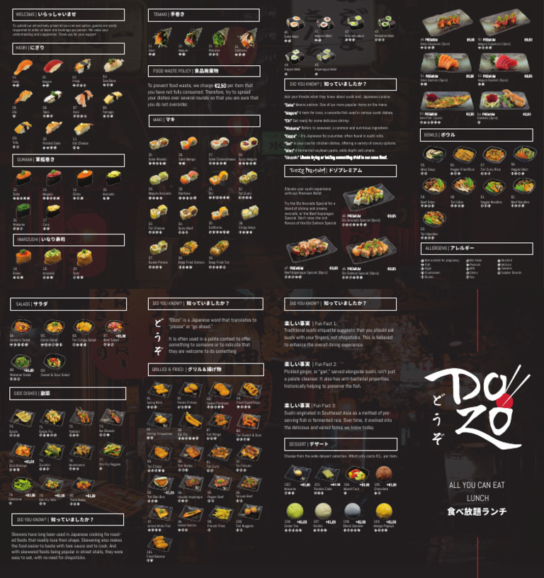 Sushi & Japanese Cuisine Menu | PDF | Sushi | Food And Drink
