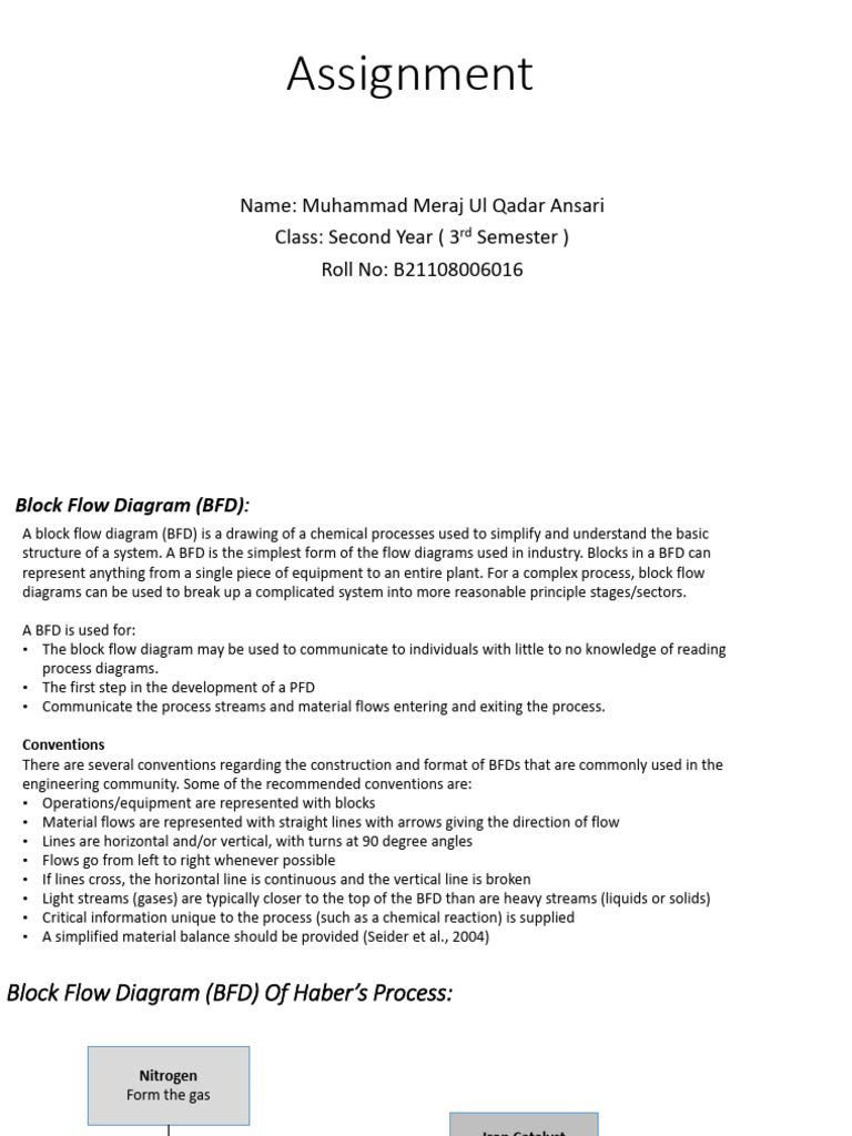 Block Flow Diagram (BFD) of Haber's | PDF | Ammonia | Gases