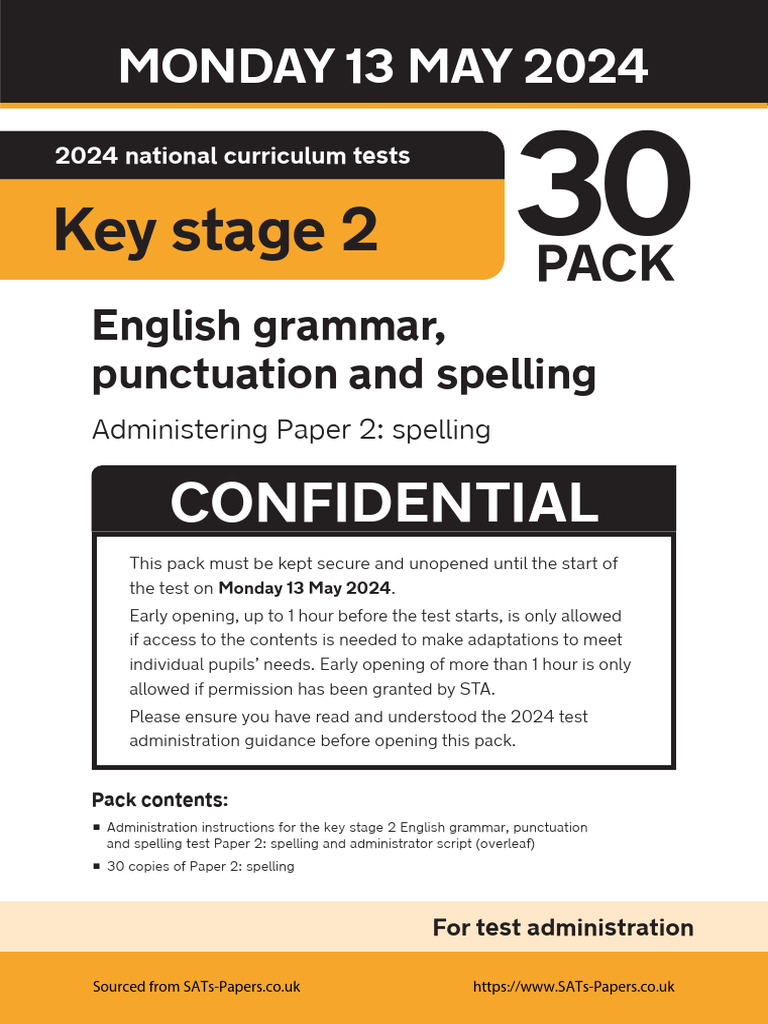KS2 2024 Spelling Test Instructions | PDF | Copyright | Books