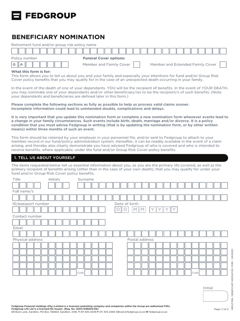 Life Group Risk Group Risk Beneficiary Nomination Form Ca3826a50d | PDF ...