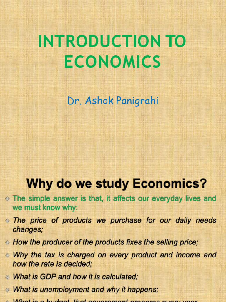 Introduction To Economics - (Unit - 1) | PDF | Finance & Money Management