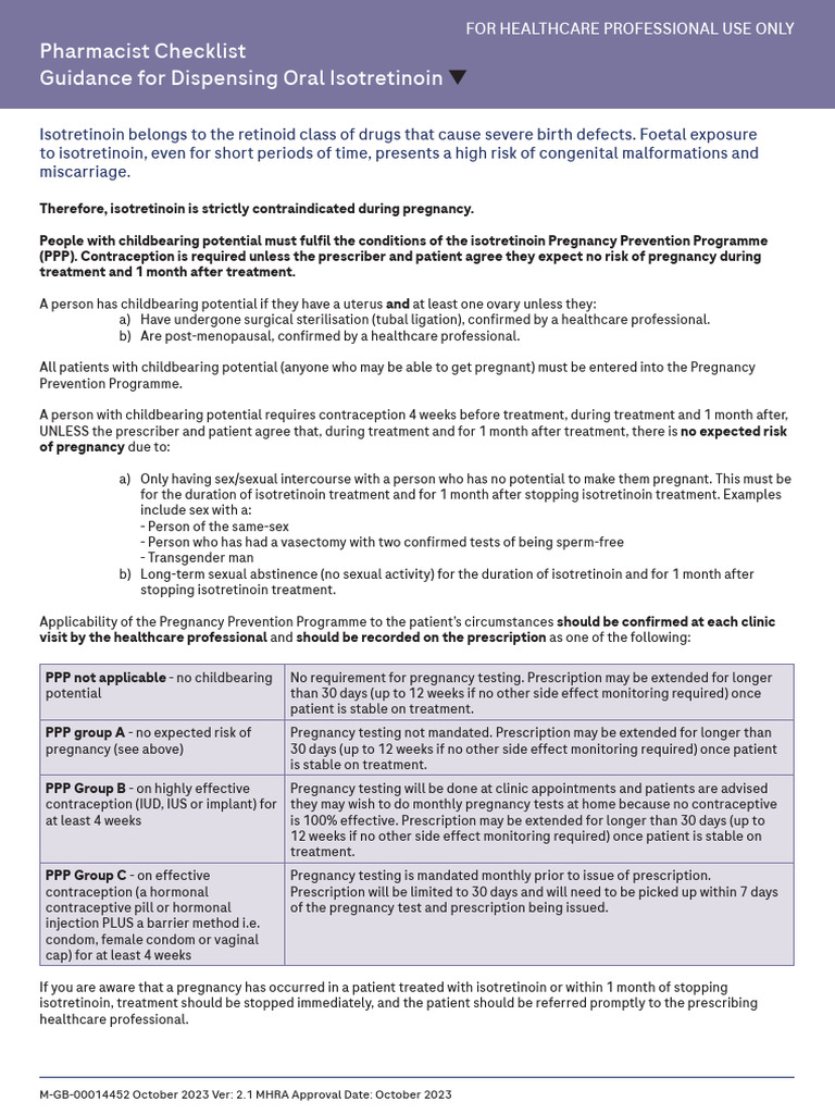 Pharmacist_Checklist | PDF | Birth Control | Pregnancy