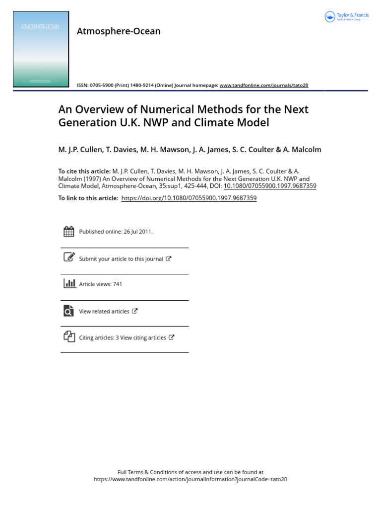 An Overview of Numerical Methods For The Next Generation U.K. NWP and ...