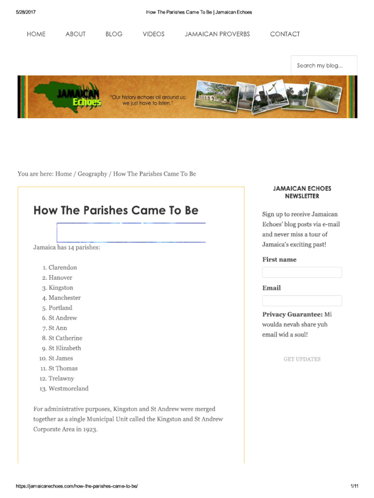 How The Parishes Came To Be in Jamaica | PDF