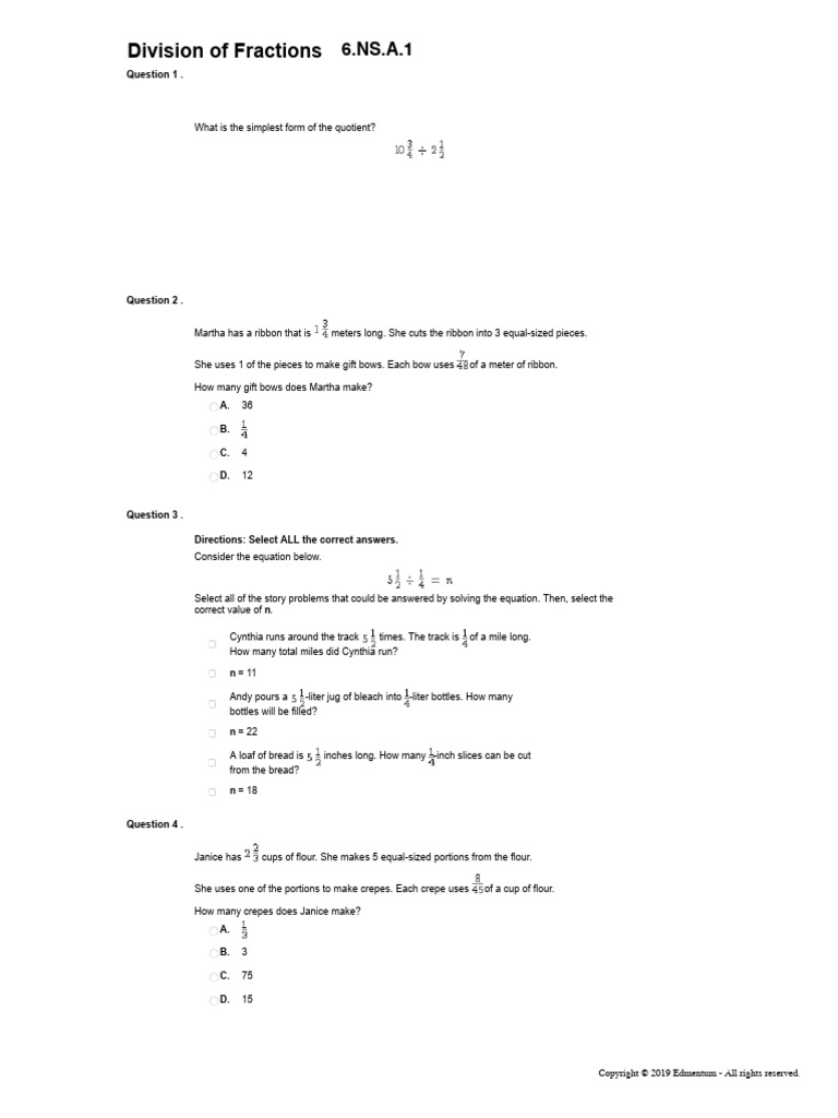 6.NS.A.1 - Division of Fractions | PDF