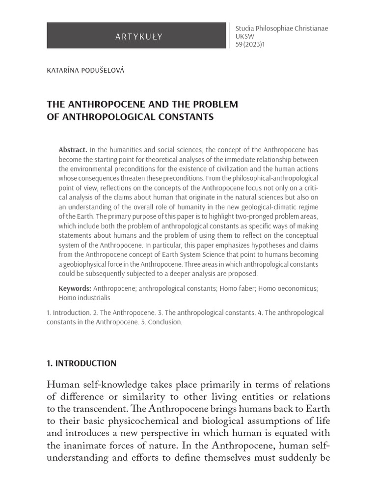 The Anthropocene and The Problem of | PDF | Anthropocene | Geologic ...