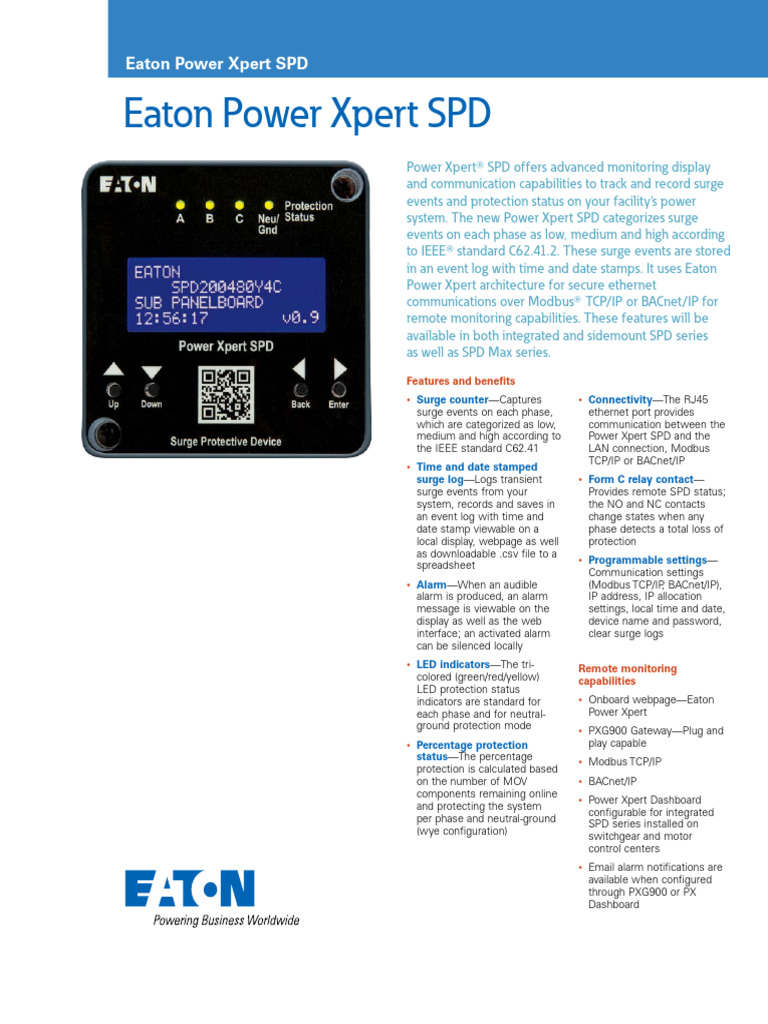 Eaton Power Xpert SPD Overview | PDF | Internet Protocols | Electrical ...
