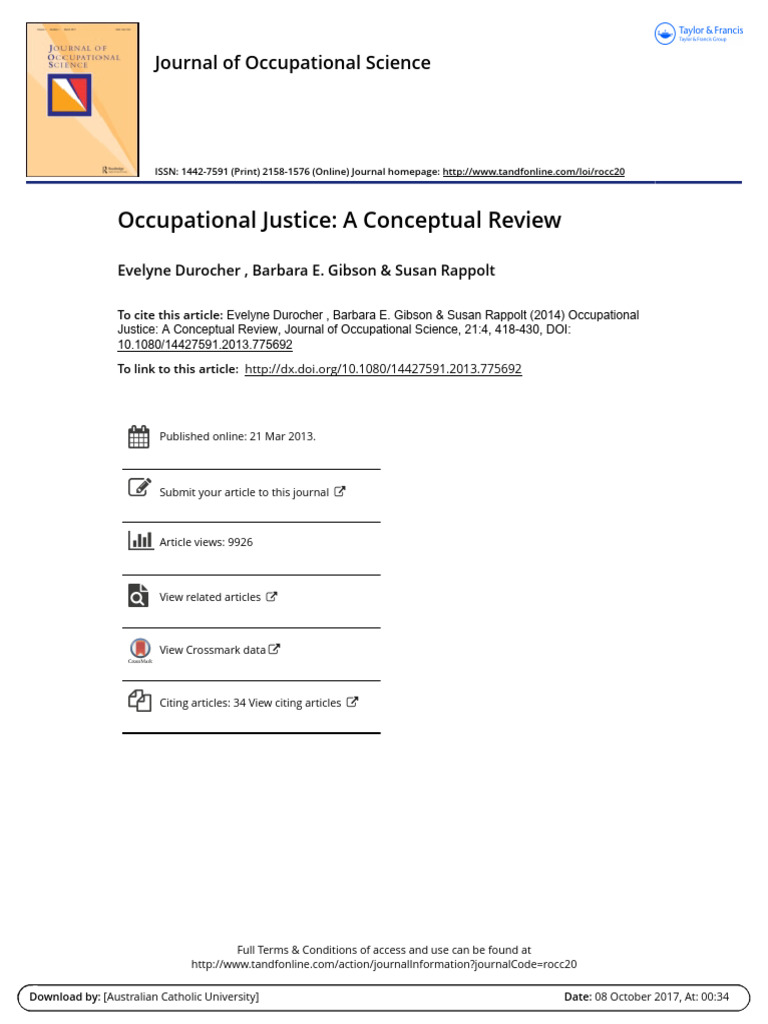 Occupational Justice Review | PDF | Social Justice | Justice