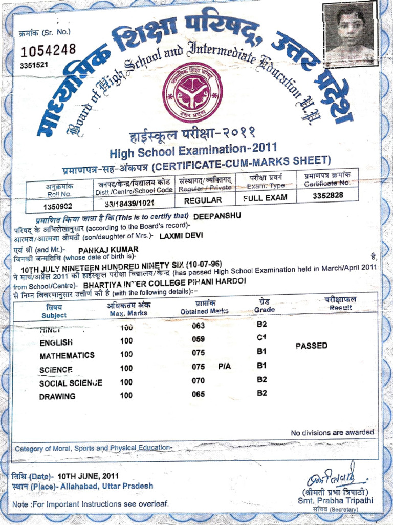 Highschool Marksheet | PDF