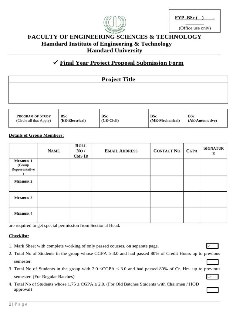 FYP Proposal Form (1) (1) | PDF | Engineering | Project Management