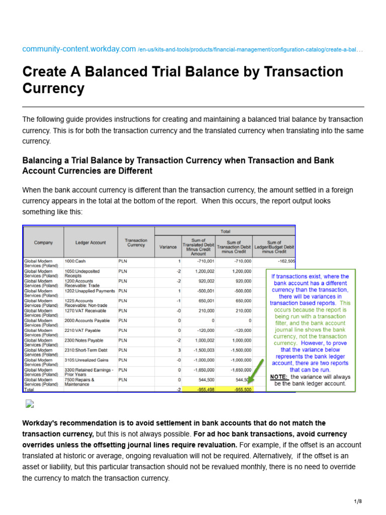 Balanced Trial Balance by Currency Guide | PDF | Financial Transaction ...