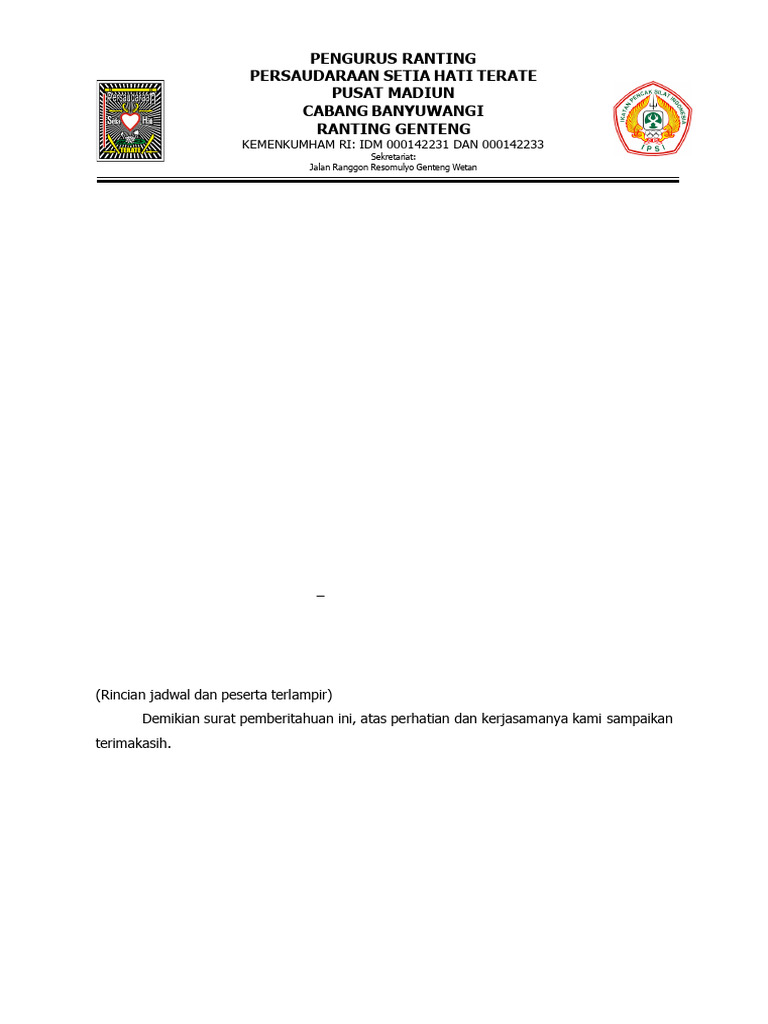 Surat Pemberitahuan Test Genteng | PDF
