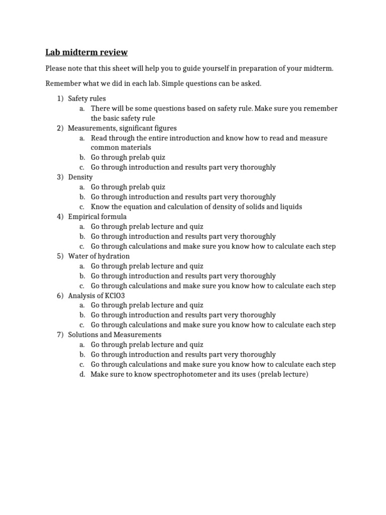 Lab Midterm Review | PDF | Technology & Engineering