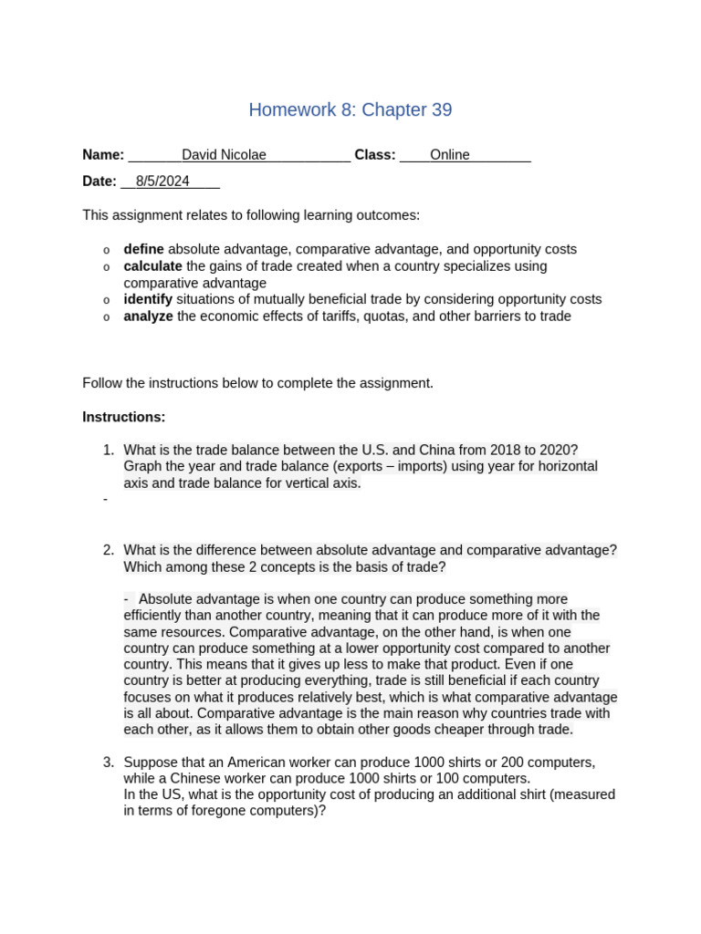 Understanding Trade: Advantages & Costs | PDF | Tariff | Opportunity Cost