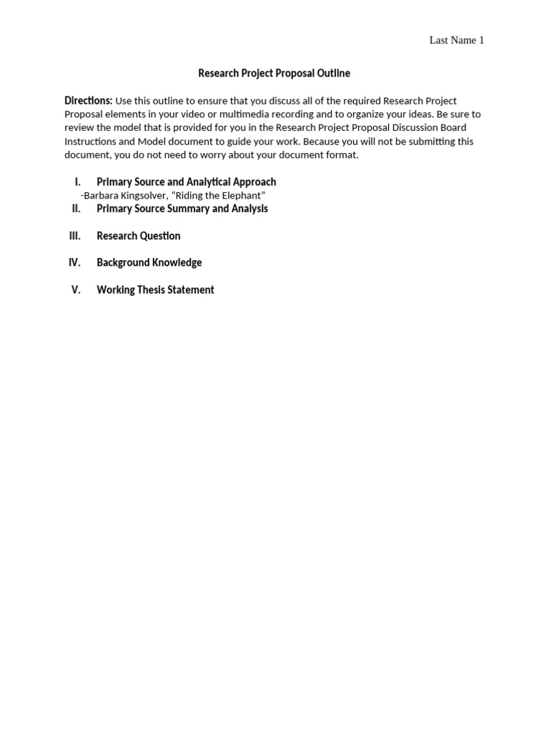 ENC1102 - Research Project Proposal Outline | PDF | Art