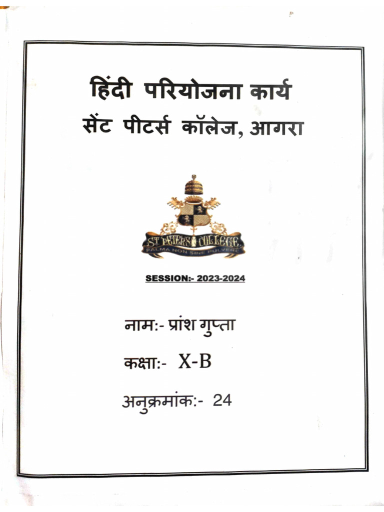 Hindi Project | PDF