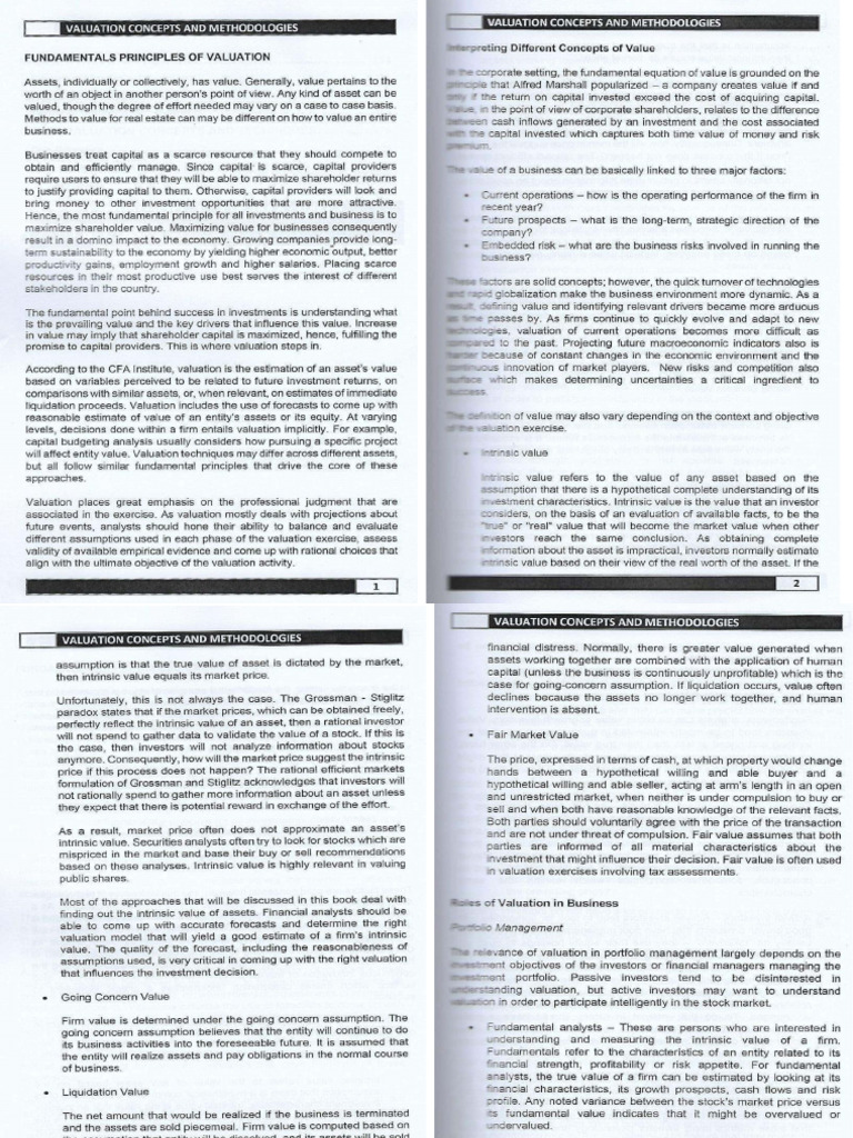 Valuation 1-2 | PDF