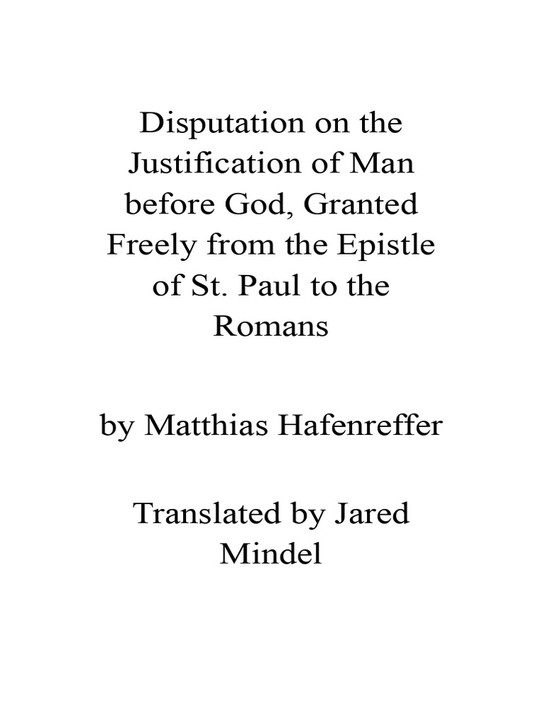 Disputation On The Justification of Man Before God | PDF ...