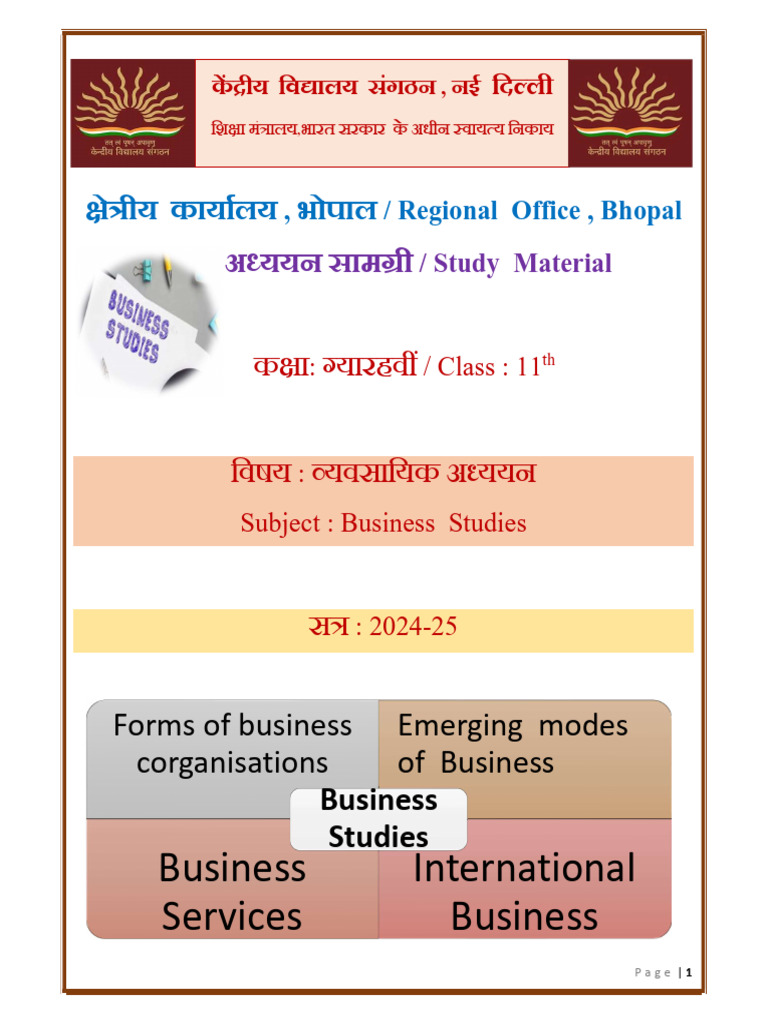 Study Material Class XI Business Studies 2024-25 | PDF | Economies