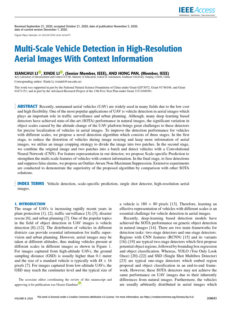 Multi-Scale Vehicle Detection in High-Resolution Aerial Images With Context Information | PDF ...