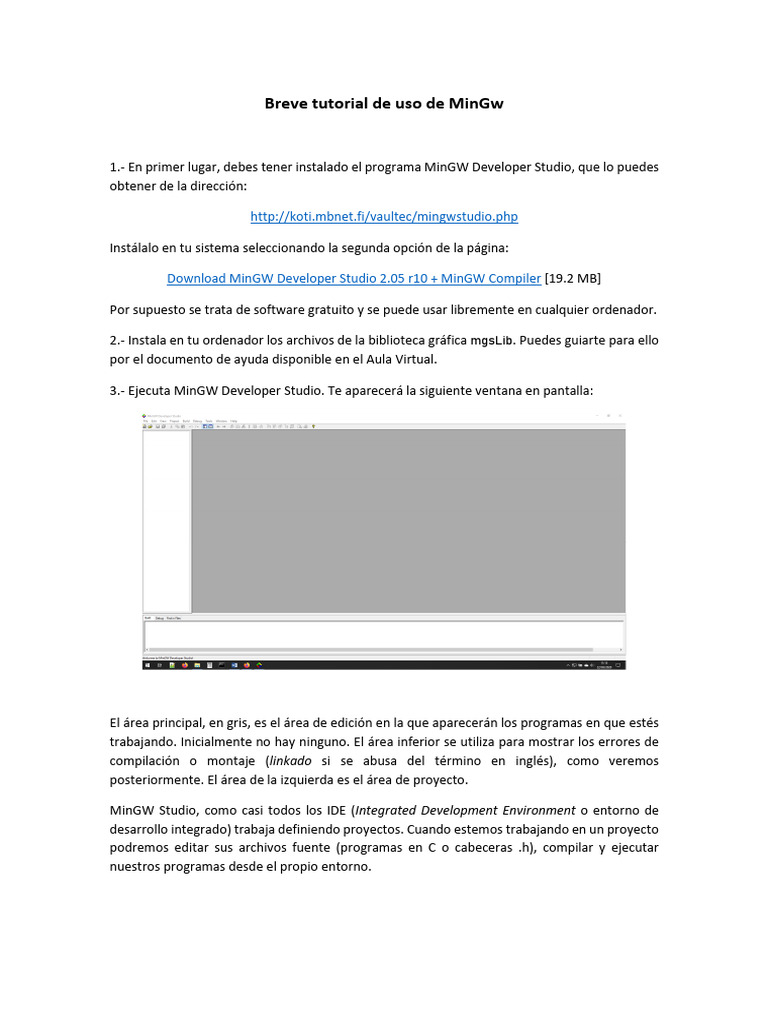 Guía Rápida para Usar MinGW Studio | PDF | Programa de computadora | Programación