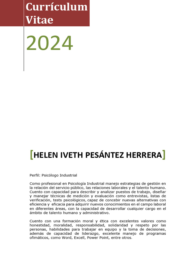 CV Helen Pesantez | PDF | Ecuador