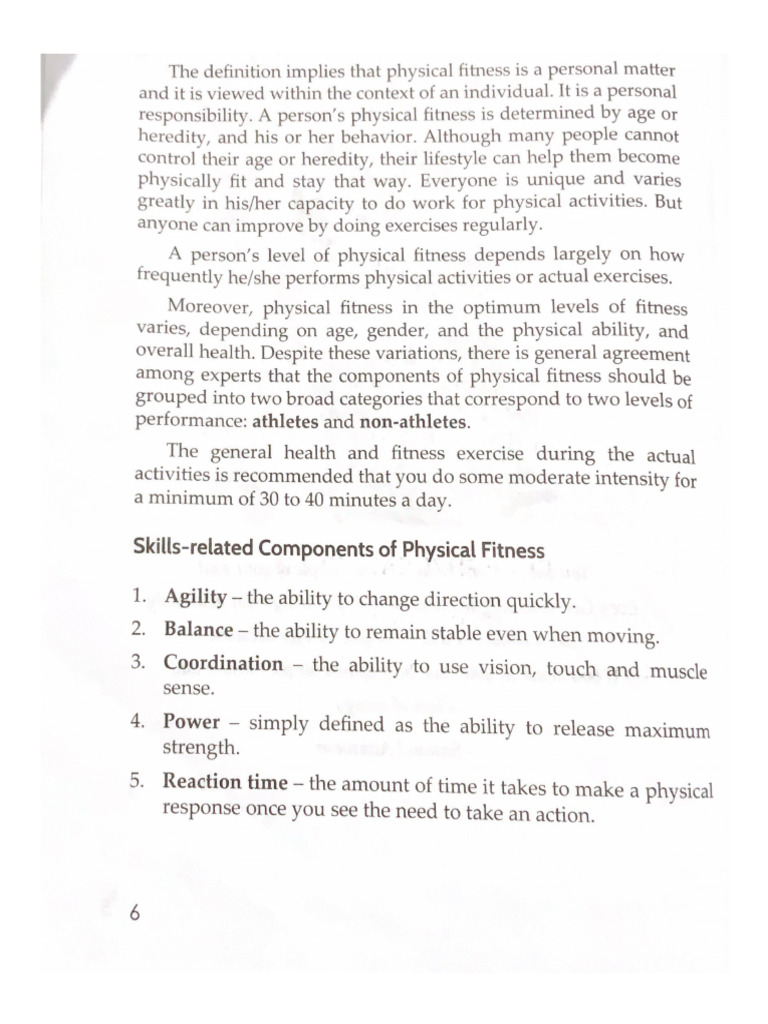 The Definition Implies That Physical Fitness Is A Personal Matter | PDF