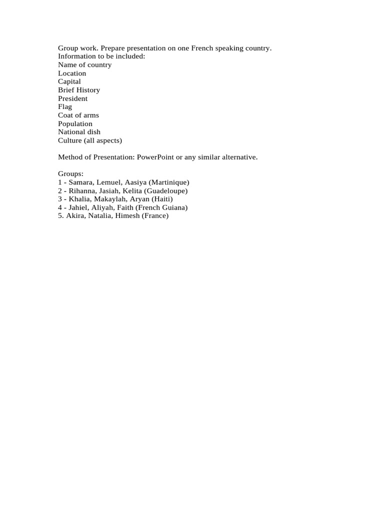 French Group Assignmnet | PDF