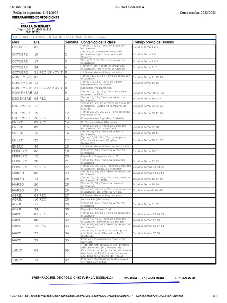 CALENDARIO Latin Alumn.-03 | PDF
