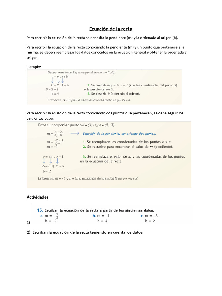 Ecuación A La Recta | PDF