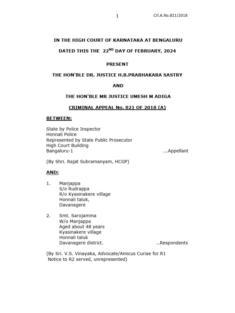 Criminal Appeal (Crl.A) 821 - 2018 (22-02-2024) | PDF | Prosecutor ...