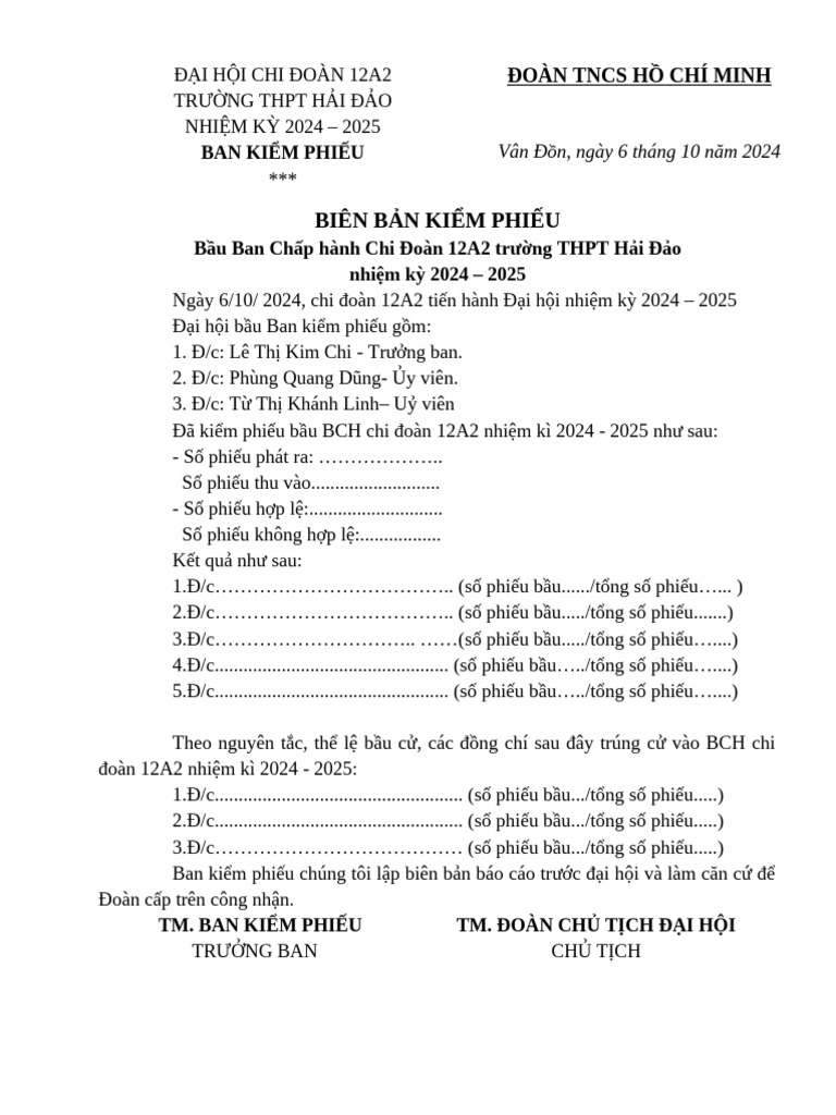 8. Biên bản bầu BCH | PDF